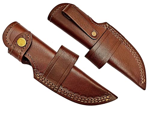 9" Long Handmade Leather Sheath For Fixed Blade Knife. Fits up to 5"—5.5” cutting blade knife.