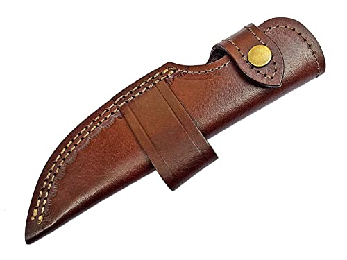 9" Long Handmade Leather Sheath For Fixed Blade Knife. Fits up to 5"—5.5” cutting blade knife.