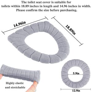 ZeeDix 5 Pcs Thicker Bathroom Soft Elongated Toilet Seat Cover Pad- Warmer Stretchable Toilet Seat Covers Washable Easy Installation Comfortable Cushioned Toilet Covers