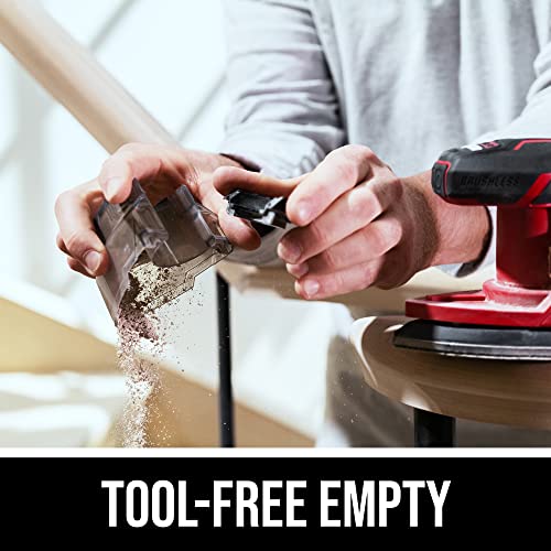 SKIL PWR CORE 12 Brushless 12V Compact Detail Sander Kit with Up to 12,000 OPM Includes 40pc Sandpaper(80/120/180/240 grits), Dust Box, 2.0Ah Battery and Charger - SR6608A-10,Red