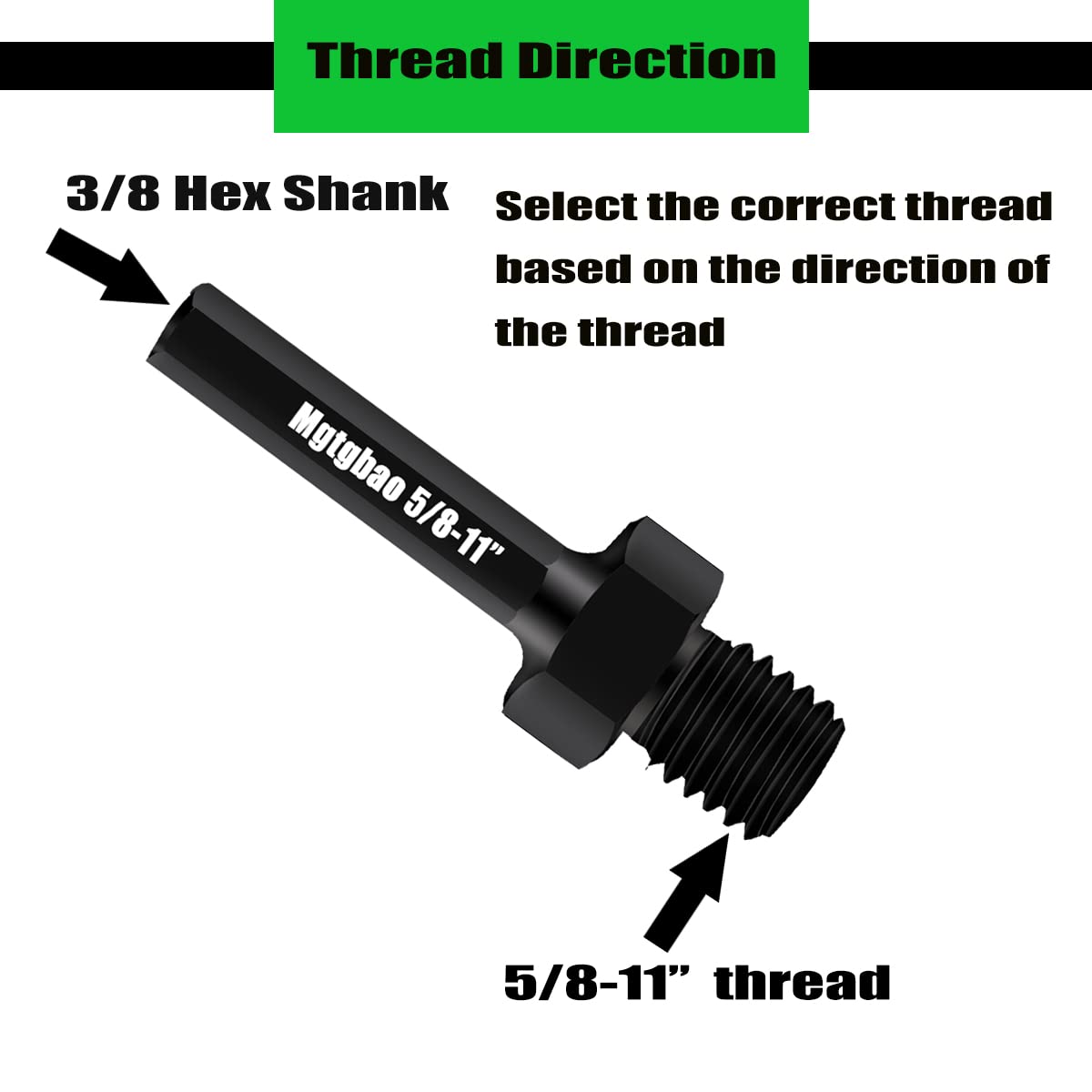 1Pcs Core Drill Bit Adapter 5/8-11 inch Male to 3/8 inch Hex Shank for Thread Diamond Hole Saw.