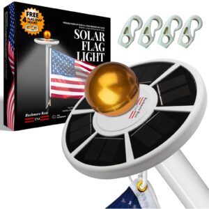 flag pole light solar powered - waterproof & weatherproof energy saving solar flag pole lights for up to 30 ft poles -flag pole solar light top top mount dusk to dawn 26 led flag light