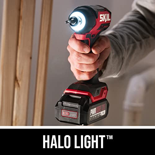 SKIL PWR CORE 20 Brushless 20V Compact Drill Driver and Impact Driver Kit Includes 2.0Ah Battery and PWR Jump Charger - CB8437B-10