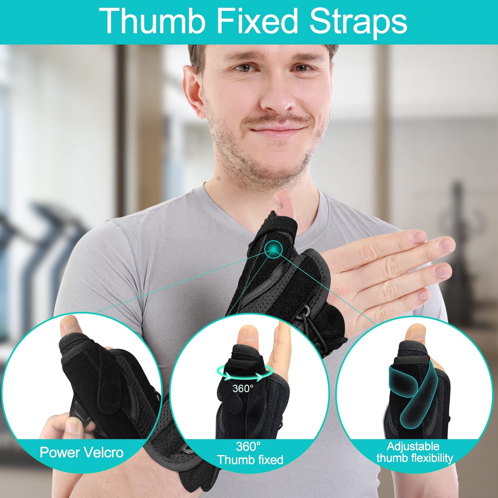 TANDCF bestlife Unisex Universal Wrist Lacer Thumb Spica Splint for Carpal Tunnel Syndrome & De Quervain’s Syndrome,Adjustable Night Wrist Thumb Support Brace with Splints Right Hand For Women & Men,Great for Tendonitis,Arthritis,Wrist Pain,Sprain,Sports