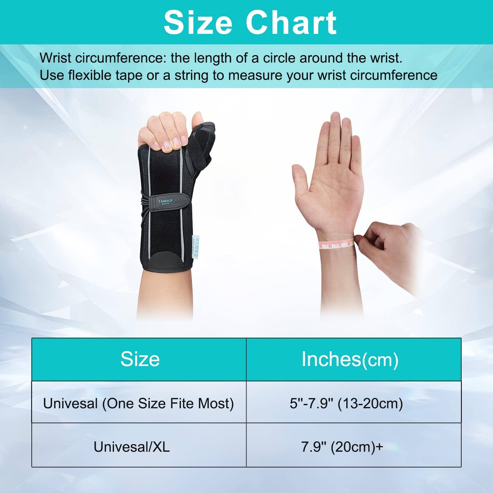 TANDCF bestlife Unisex Universal Wrist Lacer Thumb Spica Splint for Carpal Tunnel Syndrome & De Quervain’s Syndrome,Adjustable Night Wrist Thumb Support Brace with Splints Right Hand For Women & Men,Great for Tendonitis,Arthritis,Wrist Pain,Sprain,Sports