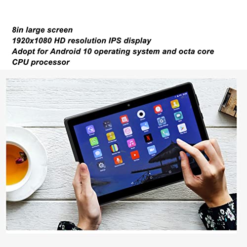 8in Tablet Black Expandable 128GB Support Calls 4GB 64GB RAM Front 200w Rear 800w 1920x1080 Tablet for Android 10 100 to 240V Dual Card Slot(110-240V), 8in Tablet Black Expandable 128GB Support C