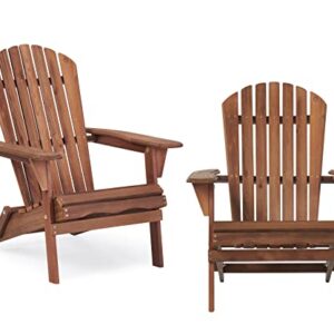 Half Pre-Assembled Folding Adirondack Chair Set of 2, Outdoor Wooden Patio Chair for Garden Lawn Backyard Deck Firepit