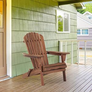 Half Pre-Assembled Folding Adirondack Chair Set of 2, Outdoor Wooden Patio Chair for Garden Lawn Backyard Deck Firepit