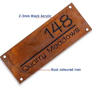 Rusted Steel Modern House Number for Outside, Address Number Plaque, Custom Sign,Personalized Sign (40X15CM)