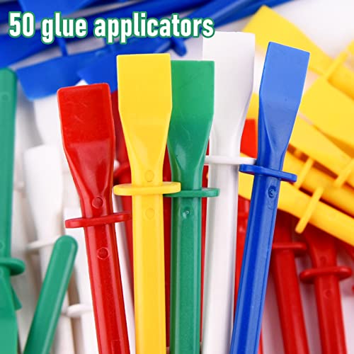 WXJ13 50 pcs Glue Spreaders,Colored Plastic Glue Smear Sticks Applicator Glue Scrapers,Glue Roller