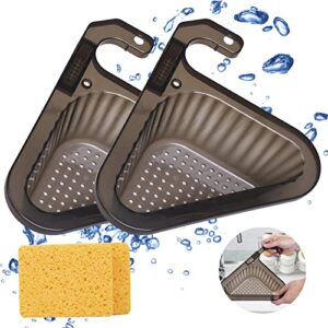 2 pack kitchen sink drain strainer - multifunctional kitchen triangular sink filter corner sink strainer swan drain rack for kitchen sink hangs on faucet fits all sink（black）