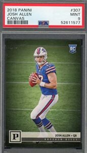 josh allen 2018 panini canvas football rookie card rc #307 graded psa 9