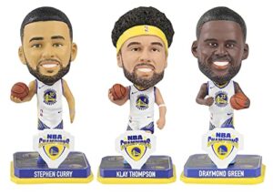 stephen curry, klay thompson & draymond green golden state warriors 2022 nba champions mini big head 3 pack bobblehead nba basketball