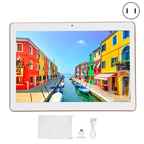 Gaming Tablet 100-240V 5M PX Rear Camera 1280x800 Resolution ROM 64GB HD Tablet Champagne 10.1 Inch IPS LCD for Video for 9.0 for Gaming (US Plug)