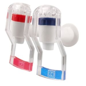 qtqgoitem 2 pcs plastic push type water replacement tap white red blue (model: 0a4 466 2df 836 1c3)