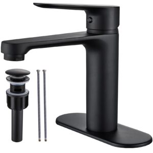 nictie black bathroom faucet single handle bathroom sink faucet matte black single hole basin vanity faucet modern one hole rv bathroom faucet with pop-up drain suitable for 1 hole or 3 hole (black)