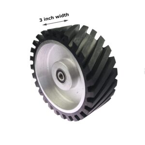 RAMS BRALIN 6"-10" x 3" Serrated 65A Rubber Contact Wheel with 6202-1/2 Bearings Belt Grinder Replacement Parts (10 x 3 inch)