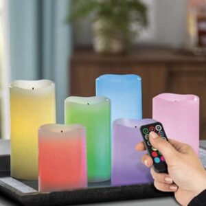 RfR Bundle 6-Piece LED Color Changing Flameless Candle Set - Glow Wick Gerson (Multi-Colored)