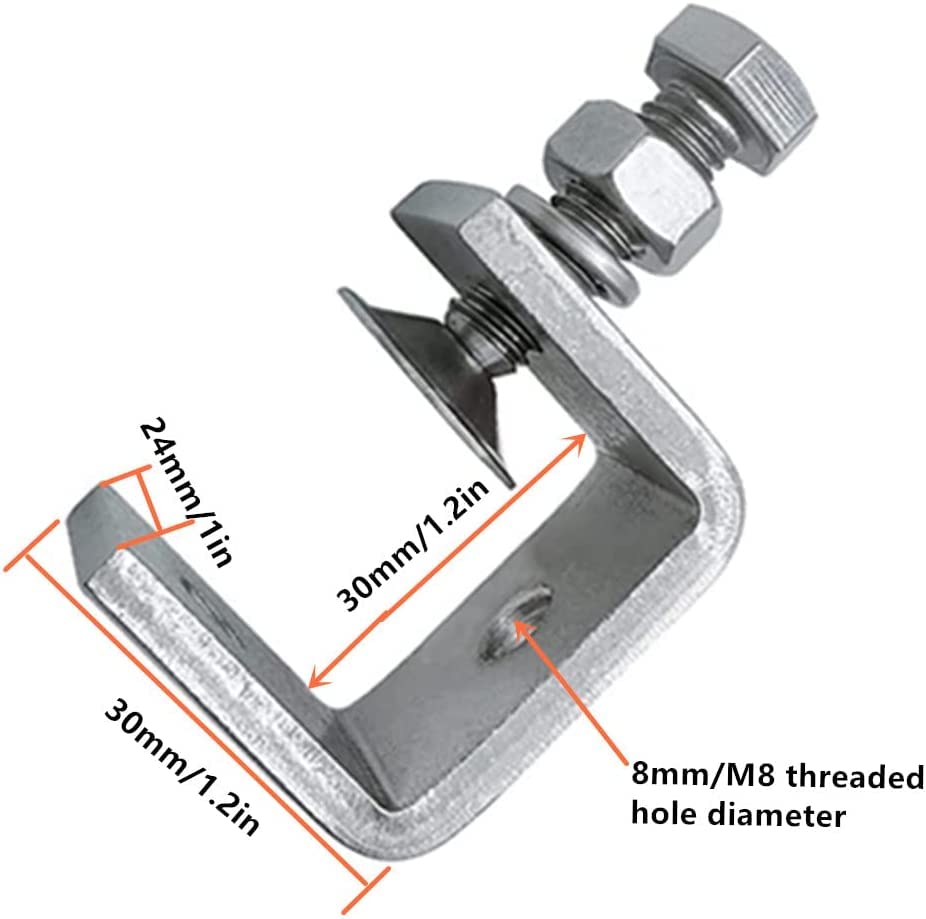 Stainless Steel C Clamps Mini 16-30Mm for Mounting, Heavy Duty Woodworking U Clamp Set Tiger Clamp Tools with Stable Wide Jaw Opening & Protective Pads for Welding/Carpenter