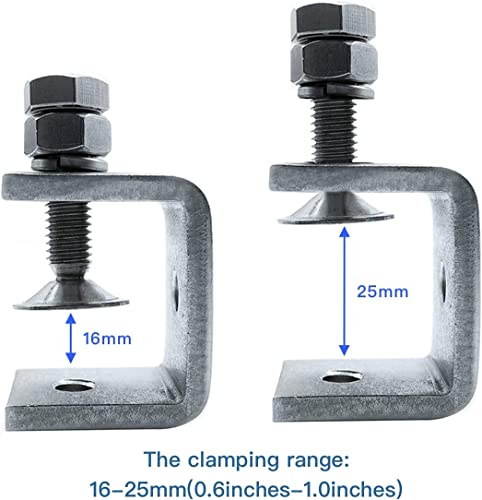 Stainless Steel C Clamps Mini 16-30Mm for Mounting, Heavy Duty Woodworking U Clamp Set Tiger Clamp Tools with Stable Wide Jaw Opening & Protective Pads for Welding/Carpenter