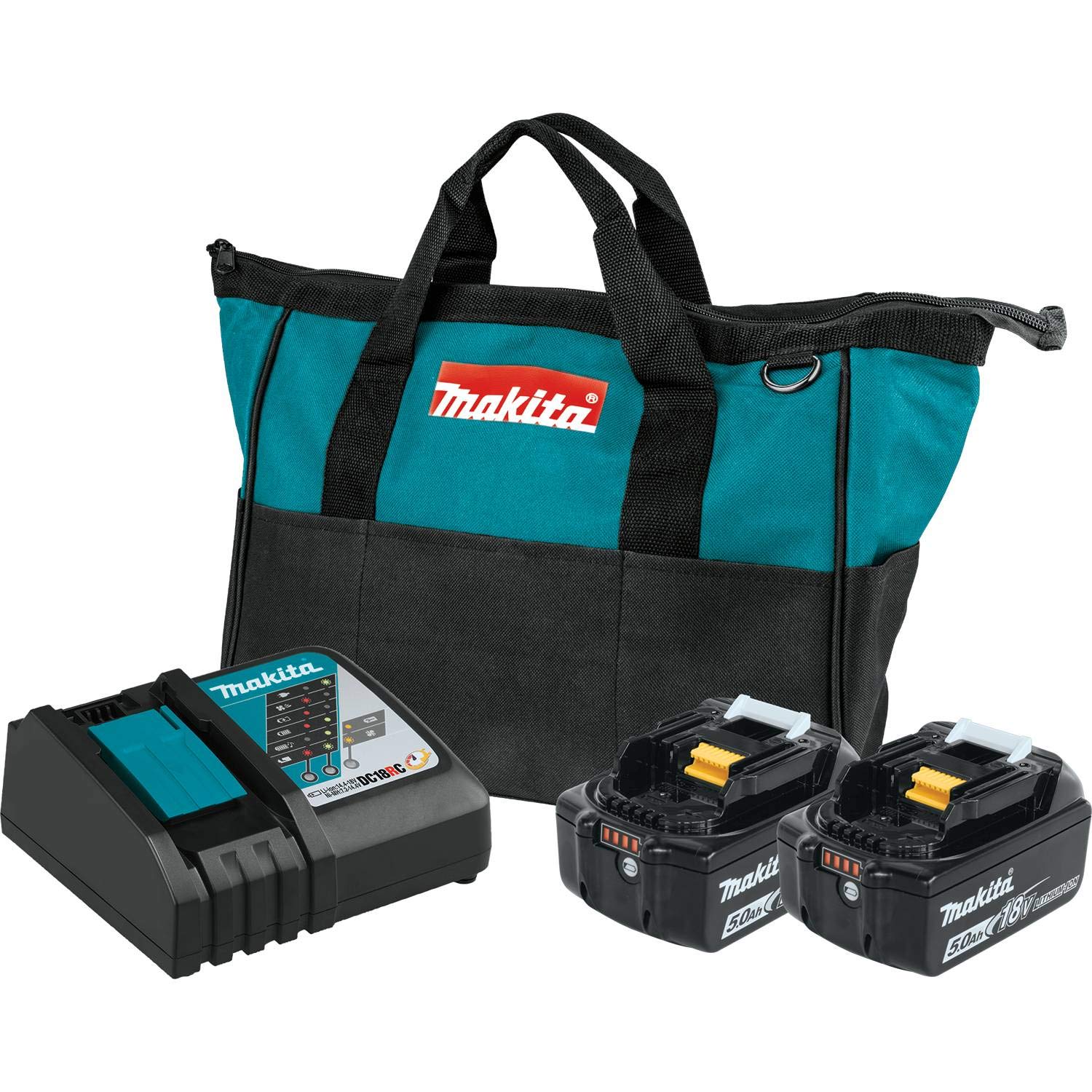 Makita BL1850BDC2 18V LXT Lithium-Ion Battery and Rapid Optimum Charger Starter Pack (5.0Ah) with XVJ03Z 18V LXT Lithium-Ion Cordless Jig Saw