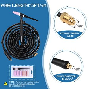 Welding Knight TIG Torch TIG17V Air-Cooled Argon 150A With 13FT Cable 10-25mm Plug Connector WP17V Lift TIG Torch