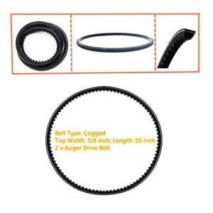 954-0430 754-0430 Auger Drive Belt for MTD Cub Cadet Troy Bilt 2-Stage Snow throwers Replaces 754-0430A 954-0430A 954-0430B 3/8" x 35" (2-Pack)