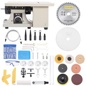 dzq mini table saw jewelry making polisher w/flex shaft multifunctional bench grinder sander buffing machine metal dental polishing woodworking tool 69pcs accs 10,000rpm 750w