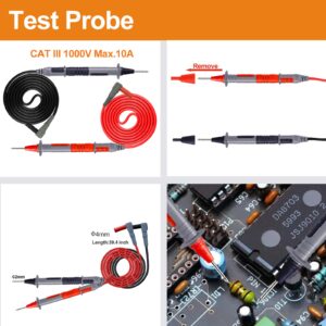 Makeronics 12-in-1 Multimeter Test Lead Kit with with Magnet Hanger Kit and Soft Case for Electronic Specialties Automotive Multimeter Voltmeter Clamp Meter | 4 PCS Non-Destructive Back Probes