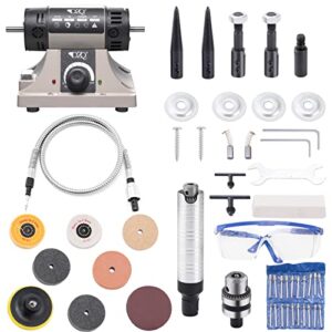 dzq jewelry polisher w/flex shaft,multifunctional bench grinder sander 750w,lathe buffing machine 10,000rpm,jewelry buffer polisher for jewelry making, woodcrafting, dental, manual diy 61pcs accs