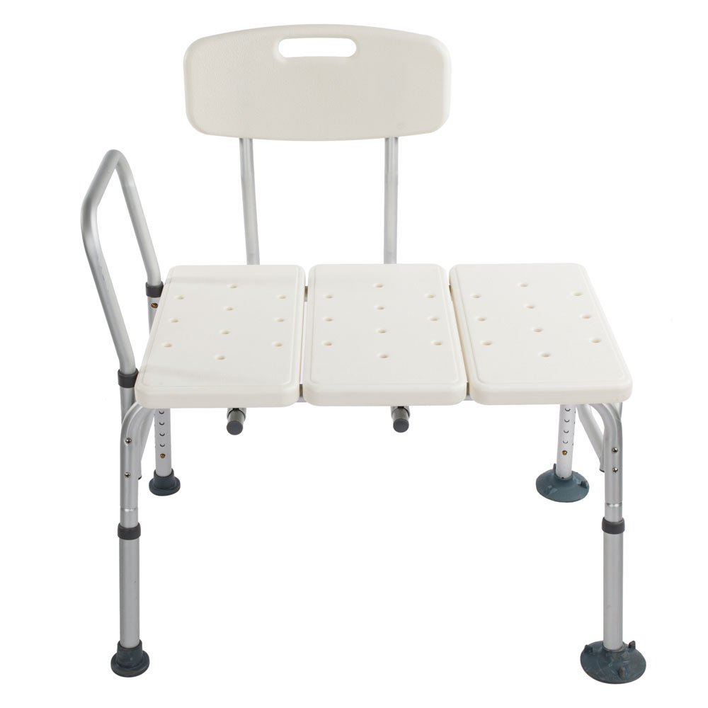 Winado Tub Transfer Bench for Bathtub with Backrest & Armrest, Supports up to 330 lbs Aluminium Alloy Bath Chair, White