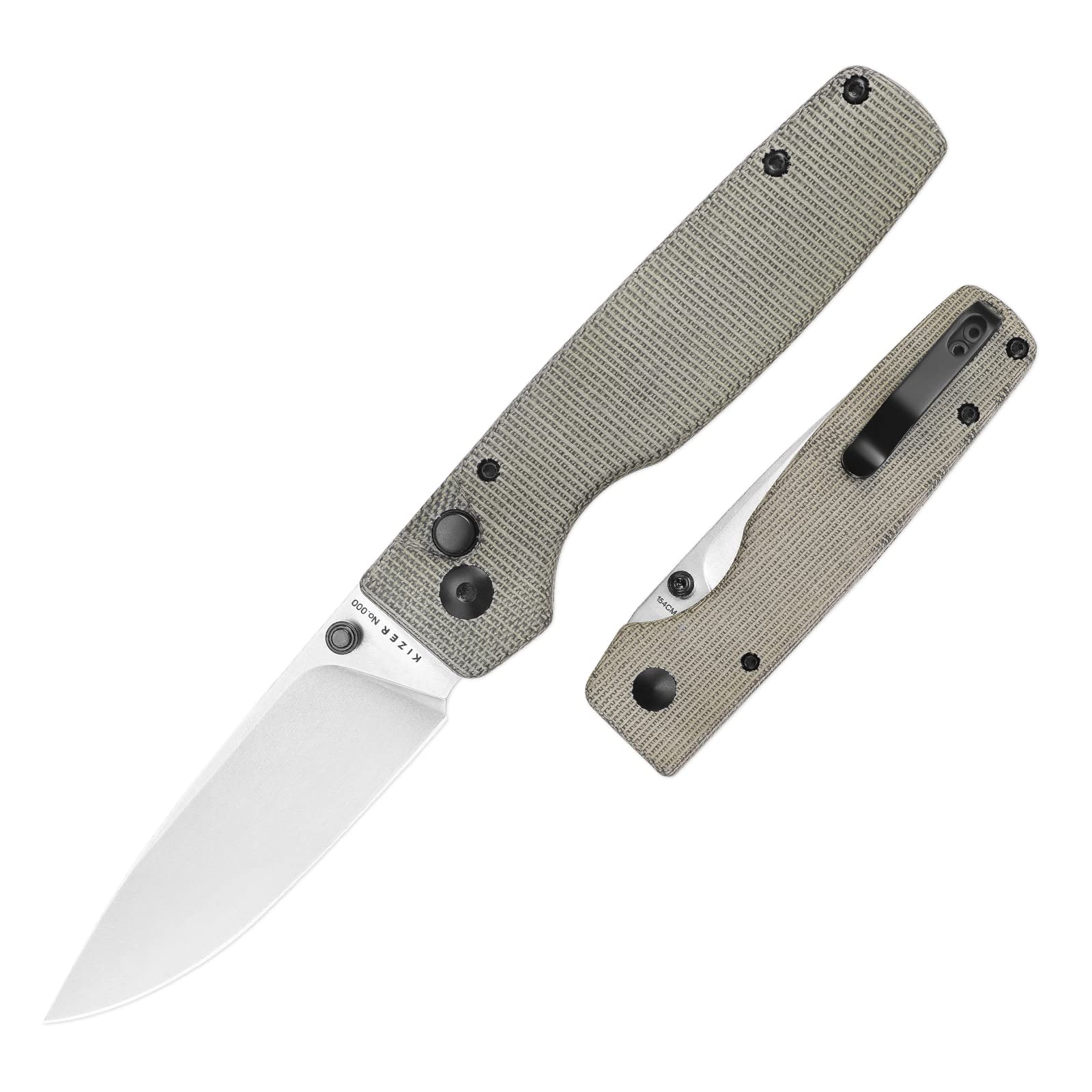 Kizer Original(XL) 3.27 Inches Pocket Knife 154CM Blade EDC Knife Micarta Handle Thumb-stud Openers Knives V4605C1