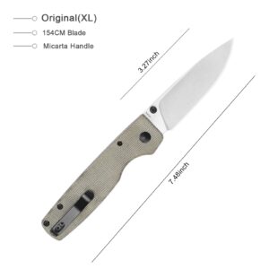 Kizer Original(XL) 3.27 Inches Pocket Knife 154CM Blade EDC Knife Micarta Handle Thumb-stud Openers Knives V4605C1