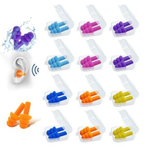 silicone ear plugs for sleeping,12 pairs reusable earplugs noise reduction ear plugs soft waterproof earplugs hearing protection for concert,swimming,study,loud noise,snoring