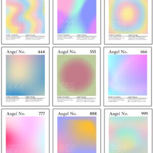 Roxbury Row Set of 9 8x10 Unframed Aura Posters for Room Aesthetic, Angel Number Poster, Aesthetic Room Decor, Spirital Aesthetic Room Decor (Complete Set)