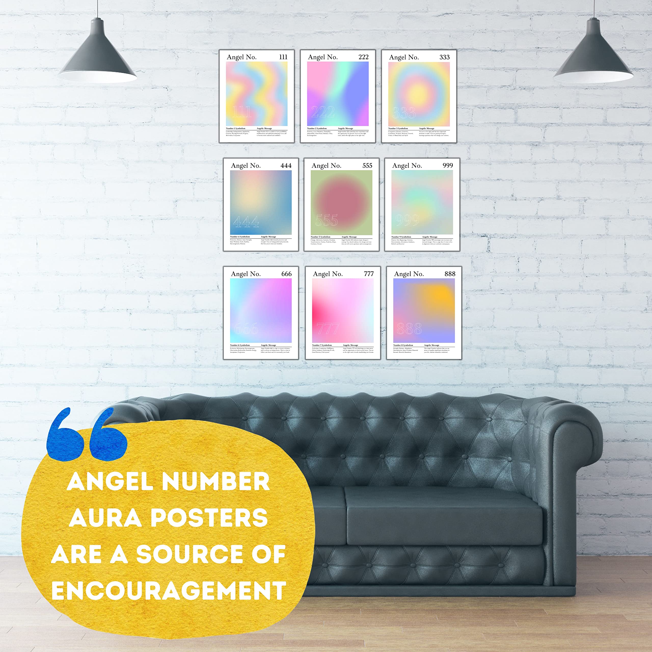 Roxbury Row Set of 9 8x10 Unframed Aura Posters for Room Aesthetic, Angel Number Poster, Aesthetic Room Decor, Spirital Aesthetic Room Decor (Complete Set)