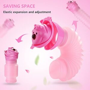 Portable Urinal Toilet, Shrinkable Potty for Toddler Pee Training, Emergency Urinal for Boys Kids Adults Car Travel and Camping Outdoor (Pink)