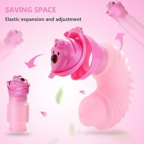 Portable Urinal Toilet, Shrinkable Potty for Toddler Pee Training, Emergency Urinal for Boys Kids Adults Car Travel and Camping Outdoor (Pink)