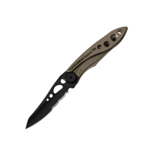 leatherman, skeletool kbx pocket multitool with knife and bottle opener, coyote tan