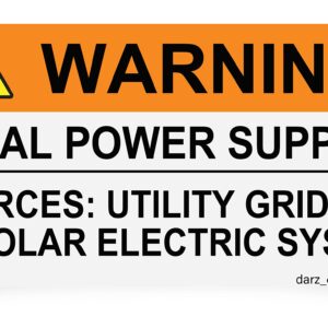 20 Premium Warning Dual Power Supply Solar PV Labels Weatherproof 2020 & 2017 Electrical Code