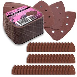 pink power sandpaper for 20v pp204 cordless electric hand sander - detail sand paper hook & loop p60/p80/p120 grit sandpaper pads for wood, furniture, & wall - sanding sheets for palm sander