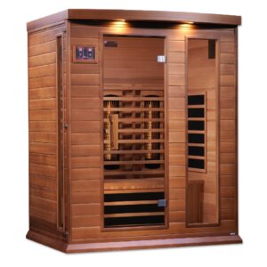 dynamic saunas maxxus mx-m306-01 3-person full spectrum near zero emf (under 2mg) far infrared sauna (canadian clear red cedar) curb side delivery