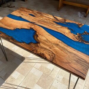 Epoxy Table, Wood Epoxy Plain Edge Wooden Table, Epoxy Resin River Table, Natural Wood,Dining Table, Natural Epoxy Table, Resin Table