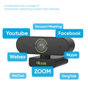 HiLook U12P 1080P HD Webcam with Noise-Canceling Mic, Autofocus & Privacy Cover, Low Light Correction Computer, USB Streaming Webcam for Zoom/Skype/Microsoft Teams/FaceTime, PC/Mac/Laptop