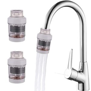 2 pack faucet water filter, faucet mount filters purifier kitchen tap filtration activated carbon removes chlorine fluoride heavy metals hard water for home kitchen bathroom(white)