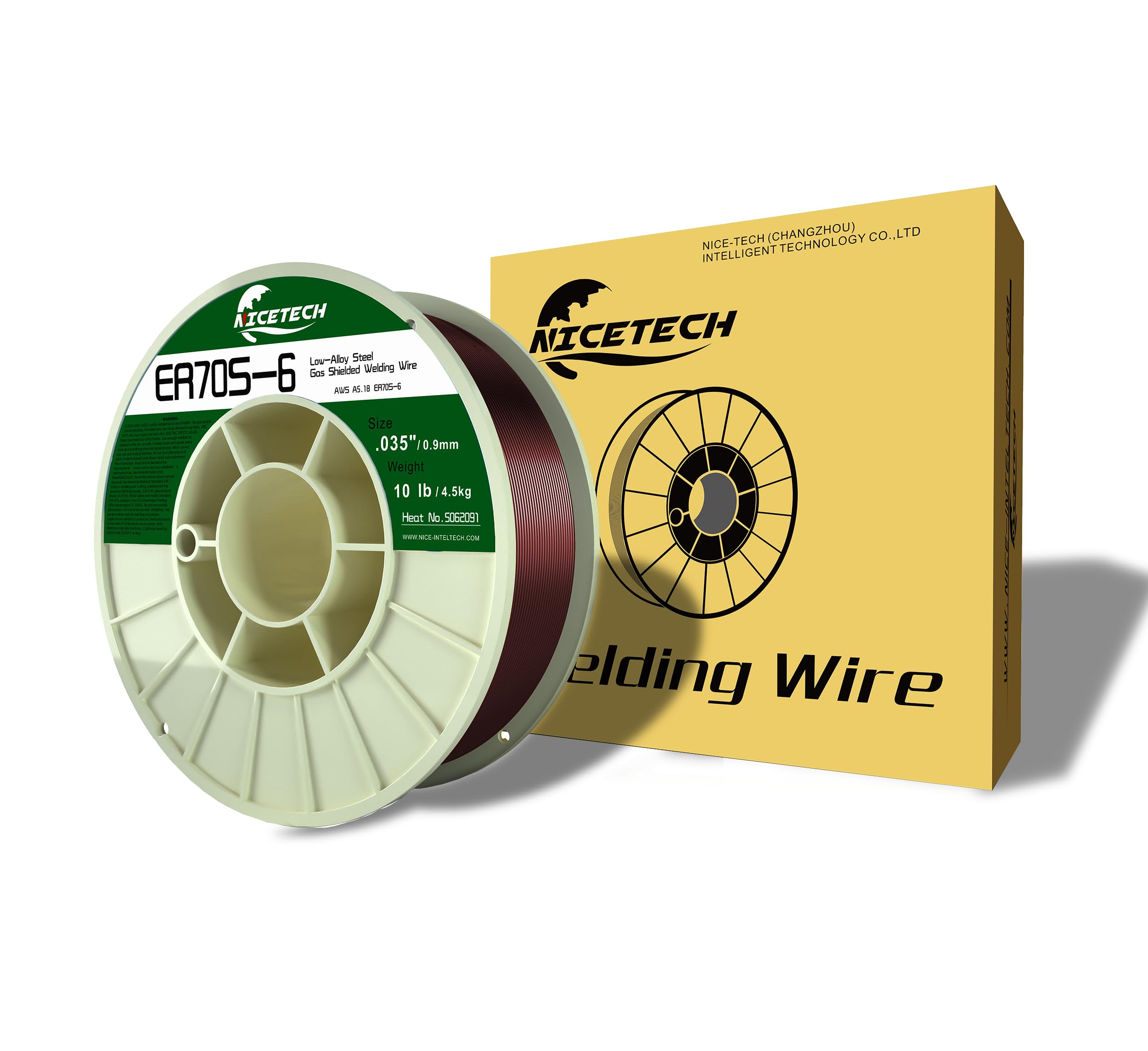 NICETECH, MIG Solid Welding Wire, Carbon Steel, ER70S-6 .035-Diameter, 10 Pounds Spool, Package of 1