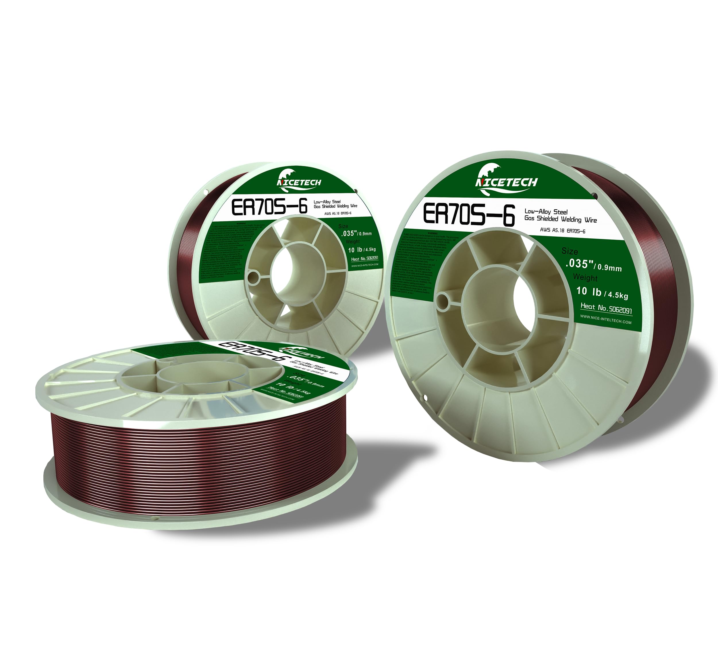 NICETECH, MIG Solid Welding Wire, Carbon Steel, ER70S-6 .035-Diameter, 10 Pounds Spool, Package of 1