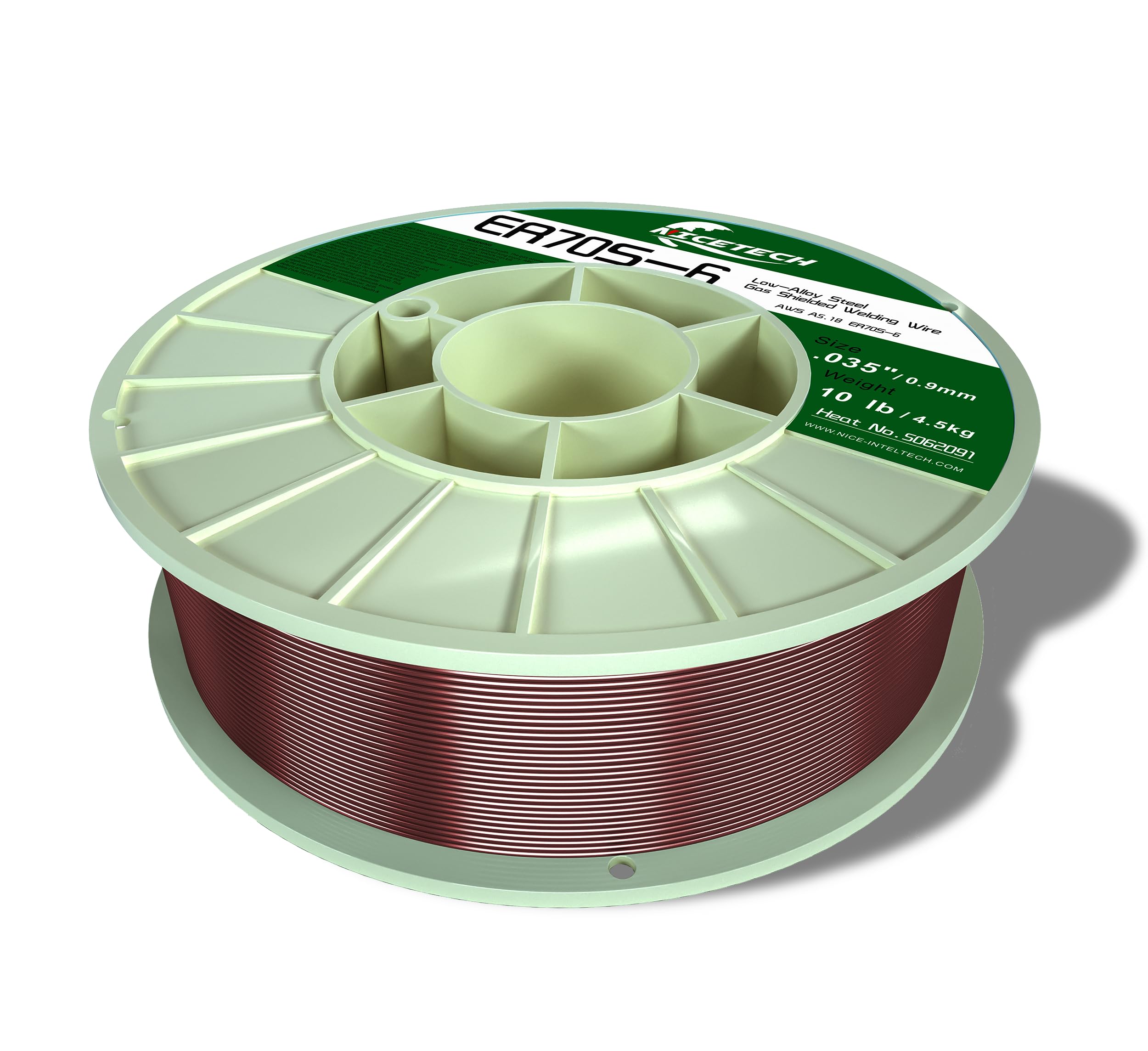 NICETECH, MIG Solid Welding Wire, Carbon Steel, ER70S-6 .035-Diameter, 10 Pounds Spool, Package of 1