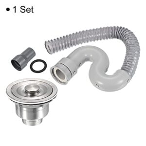 MECCANIXITY Sink Drainer Kit, Adjustable Flexible Drain Pipe Kit with Seal Ring for Kitchen Bathroom, Gray Green