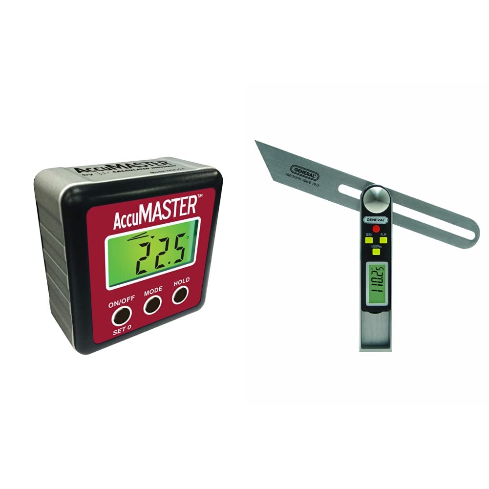 Calculated Industries 7434 AccuMASTER 2-in 1 Magnetic Digital Level and Angle Finder & General Tools T-Bevel Gauge & Protractor #828 - Digital Angle Finder